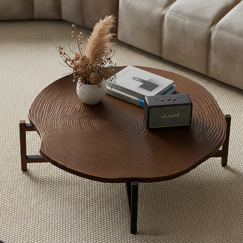 Farmhouse Wooden Round Coffee Table With Cross Stretcher Base – Geno ...