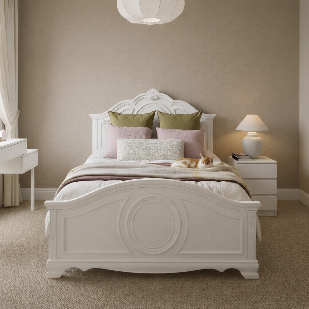 Wooden Sleigh Single Bed Frame With Curved Headboard And Footboard For ...